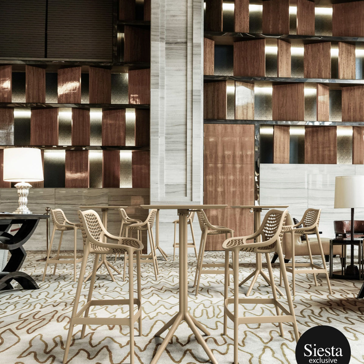 FL Sky Hospitality Square Folding Bar Table & Barstool Set