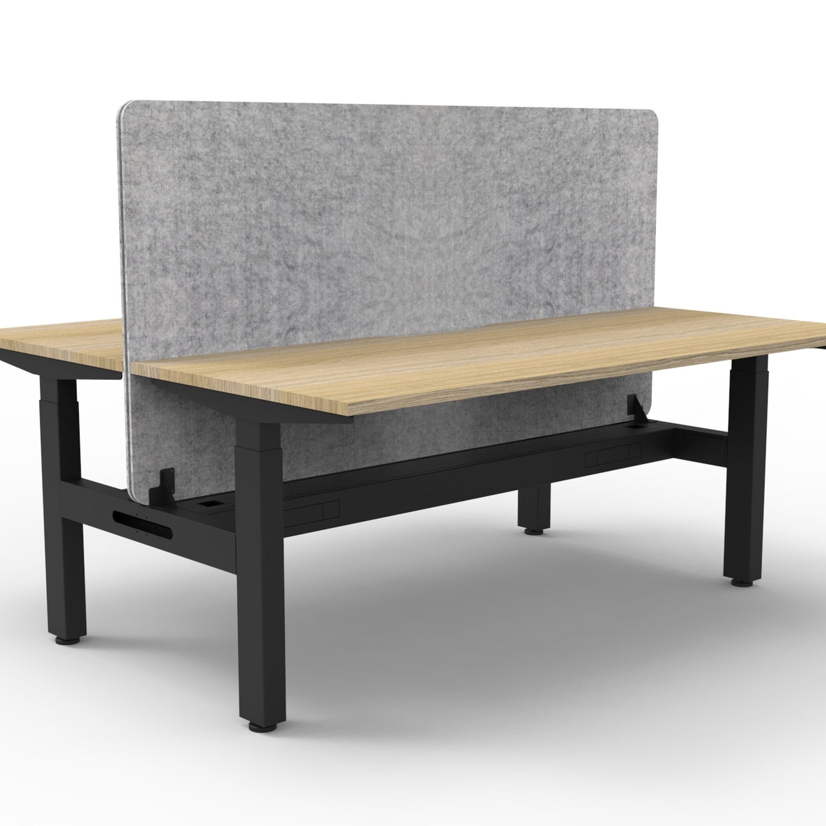 RL Boost Crank 2-User Height Adjustable Workstation with Grey Eco Pane