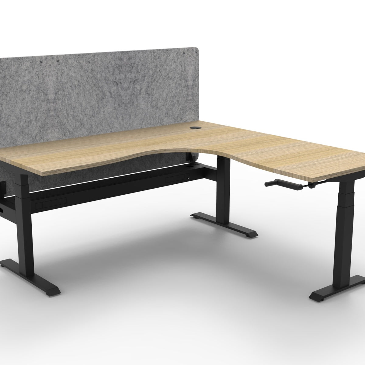 RL Boost Crank Height Adjustable Corner Workstation with Grey Pinnable