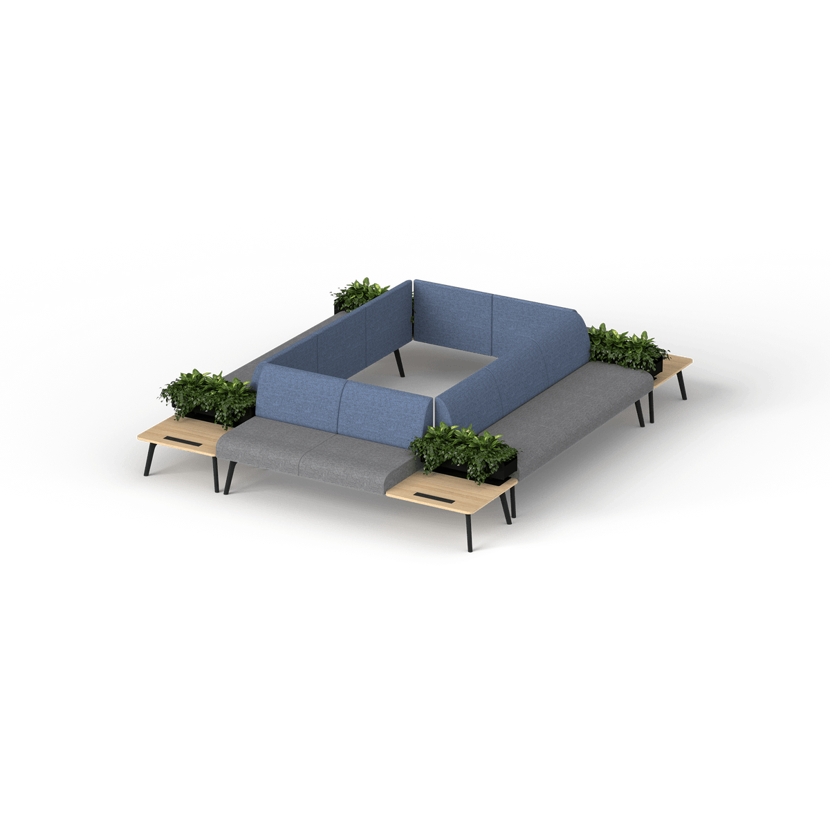 OL Willow 10 Seater Box Pattern Reception Area Sofa with 4 Side Tables